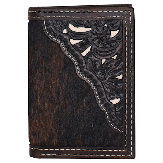 Tony Lama Brindle Hair On Leather Trifold Wallet – Broken horn