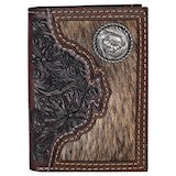 Justin Mens Trifold Wallet Hair on w/Tooled Yoke – Broken horn